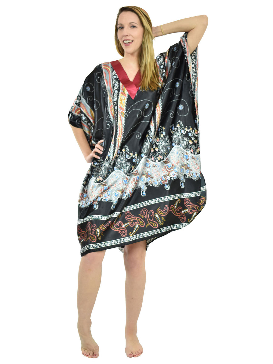 Women's Short Satin Caftan / Kaftan / Muumuu, Desert Nights Print ...